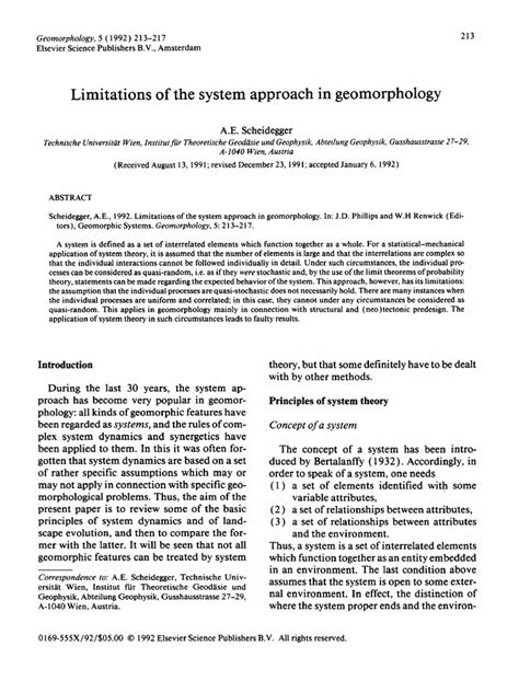 PDF Limitations In System Approach In Geomorphology Pdf DOKUMEN TIPS