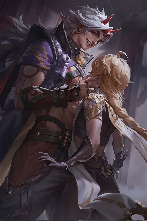 Aether And Arataki Itto Genshin Impact Drawn By Bichhoan Danbooru