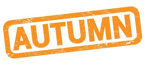 Autumn Text Written On Red Rectangle Stamp Stock Illustration