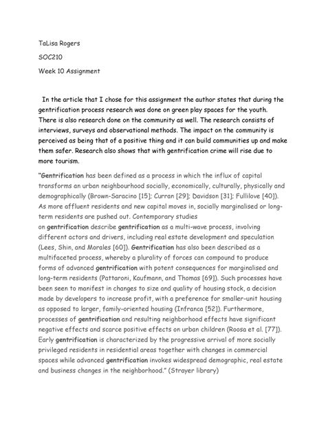 Week 10 Assignment Soc210 Talisa Rogers Soc Week 10 Assignment In The