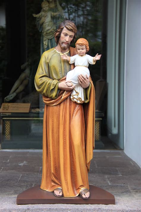 Statua In Legno Di San Giuseppe Con Bambino Ferdinand Stuflesser
