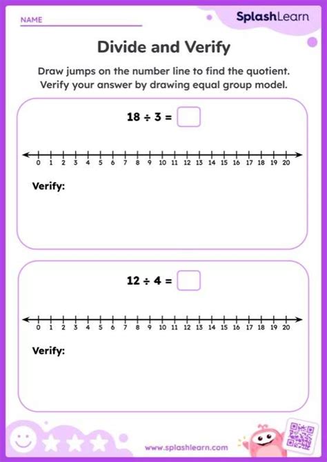 Division Using Model And Number Line Worksheet
