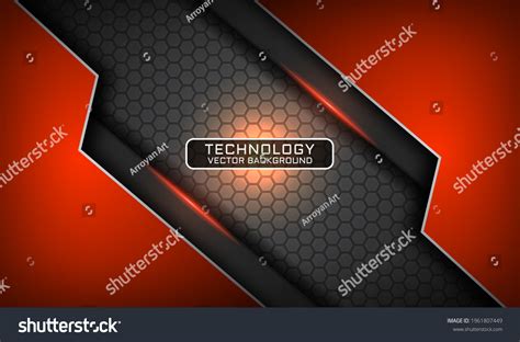 Abstract 3d Grey Orange Techno Background Stock Vector Royalty Free