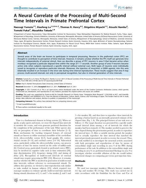 Pdf A Neural Correlate Of The Processing Of Multi Second Time Intervals In Primate Prefrontal