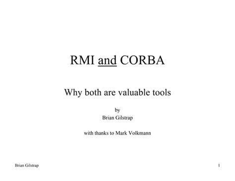 Rmi And Corba Why Both Are Valuable Tools Pdf Web Development