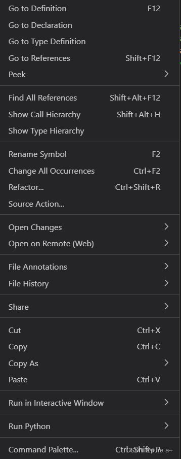 vscode右键菜单栏功能说明 vscode鼠标右键 csdn博客