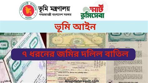 নতুন ভূমি আইন ৭ ধরনের জমির দলিল বাতিল জেনে নিন বিস্তারিত All Update