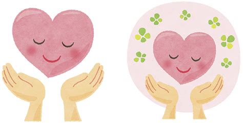 いのち大切にハート守る悩み手2種の無料フリーイラスト 咲くっとイラストさくっといらすと