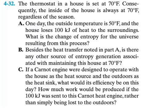 Solved The Thermostat In A House Is Set At F Chegg