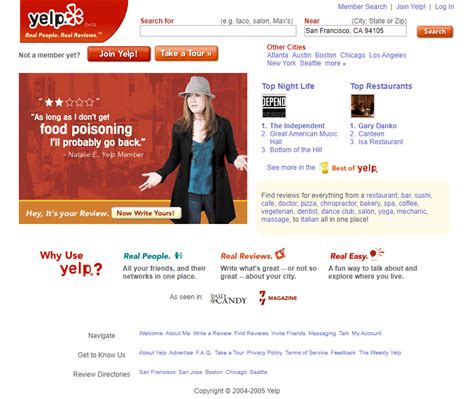 Yelp In 2005 Web Design Museum