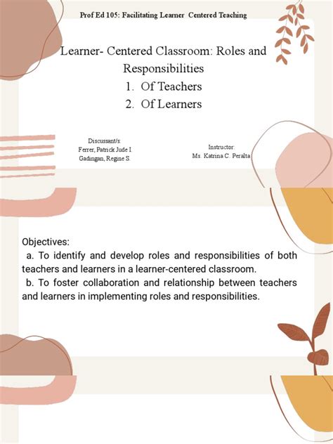 unit 3 b learner centered classrooms roles and responsibilities 1
