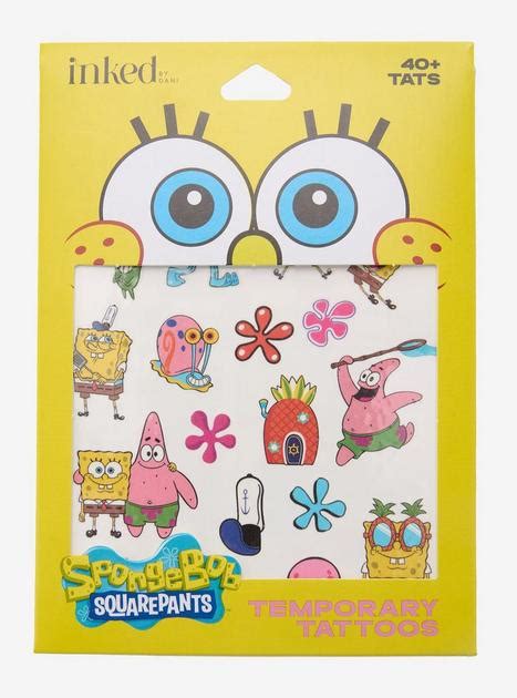 Inked By Dani Spongebob Squarepants Friends Temporary Tattoo Set Hot Topic