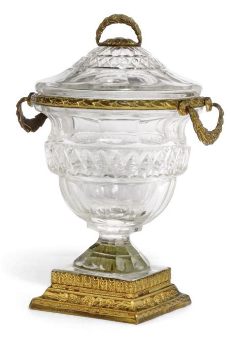 A Cut Glass And Gilt Metal Bon Bon Jar And Cover Of Regency Style