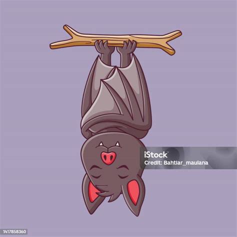 귀여운 박쥐 만화 잠자고 박쥐 마스코트 만화 캐릭터 할로윈 아이콘 개념 웹 방문 페이지 배너 전단지 스티커 카드에 적합한 플랫