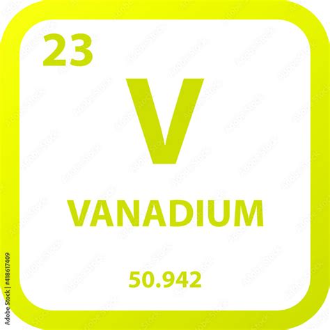 Vanadium V Transition Metal Chemical Element Vector Illustration Diagram With Atomic Number