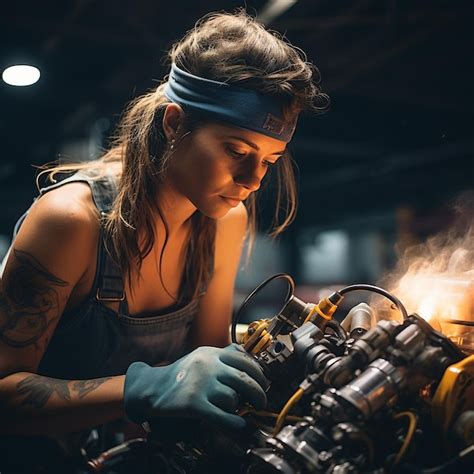 Rompiendo estereotipos mujeres que prosperan como mecánicas imágenes poderosas Foto Premium