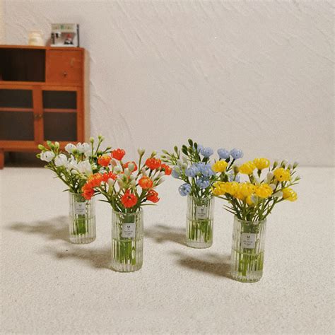 112 Dollhouse Miniature Bouquet Potted Plants Table Flowers Bonsai Model Decor Layor Bd