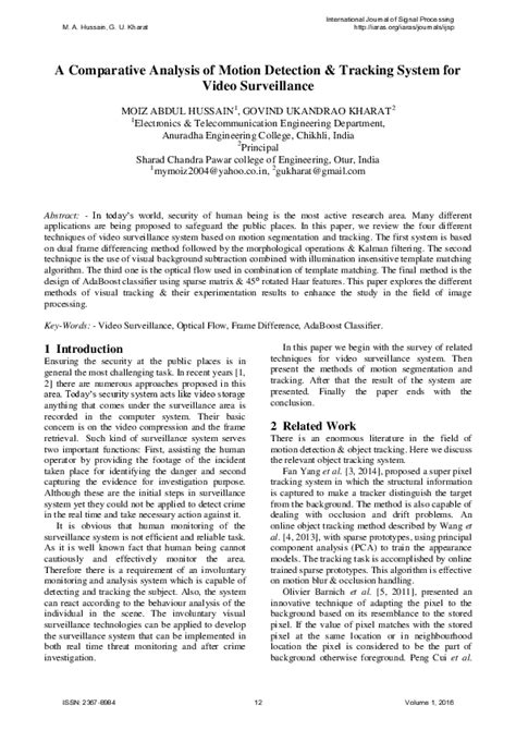 Pdf A Comparative Analysis Of Motion Detection And Tracking System For