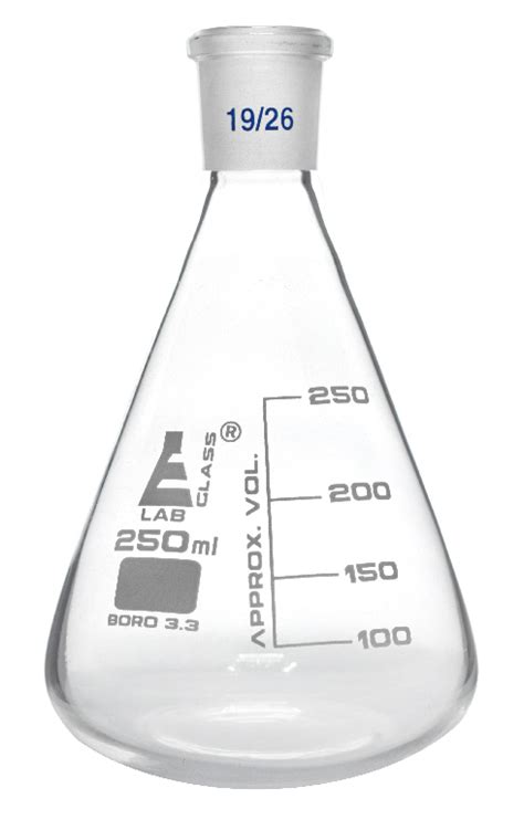 Eisco Labglass® Erlenmeyer Flasks Graduated With Ground Joint Erlenmeyer Flasks