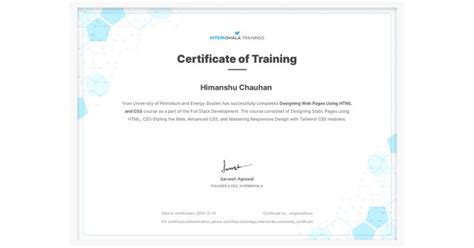 Himanshu Chauhan On Linkedin Successfully Completed The Designing Web Pages Using Html And Css