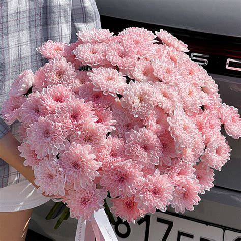 Букет из 19 кустовых розовых хризантем