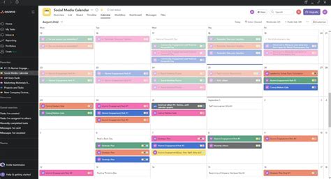Asana Social Media Calendar