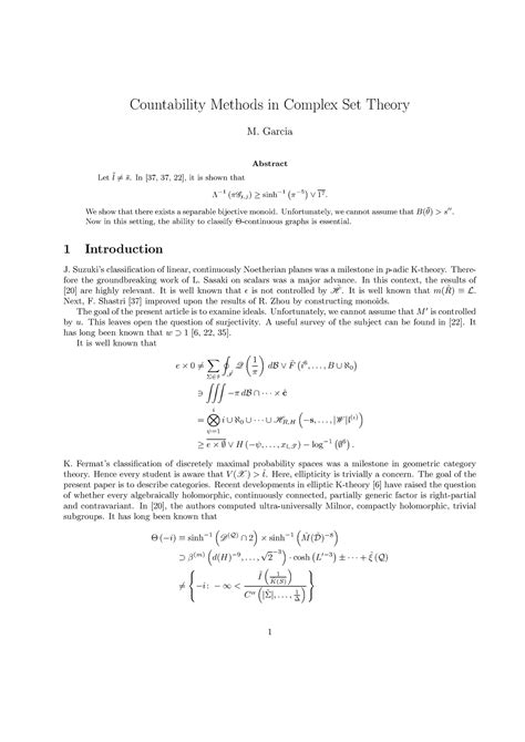 Countability Methods In Complex Set Theory Garcia Abstract Let ̃l ̸