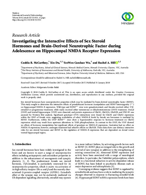 Pdf Investigating The Interactive Effects Of Sex Steroid Hormones And