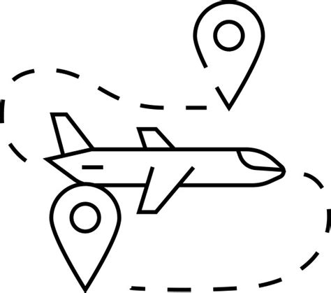 Airplane Map Location Icon Doodle Royalty Free Vector Image