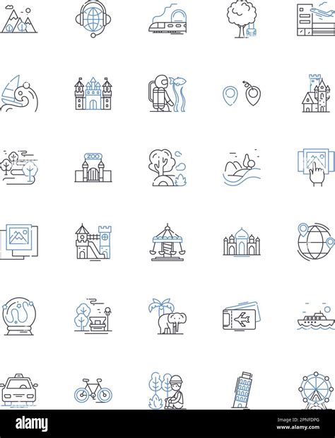 Wanderlust Tourism Line Icons Collection Adventure Culture