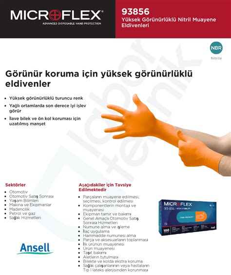 Ansell Microflex® 93 856 Yüksek Görünürlüklü Nitril Eldiven M
