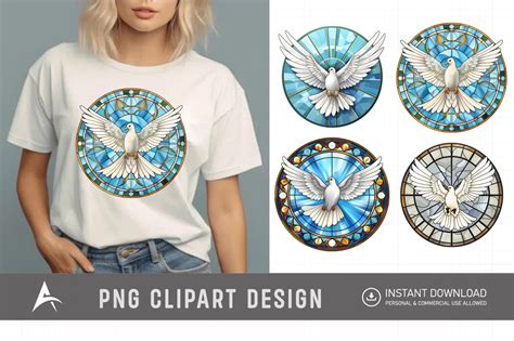 White Dove Stained Glass Clipart Design Graphic By Allisonsuns