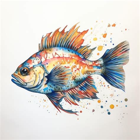 Dessin à l aquarelle de poisson art sous marin Image Premium générée