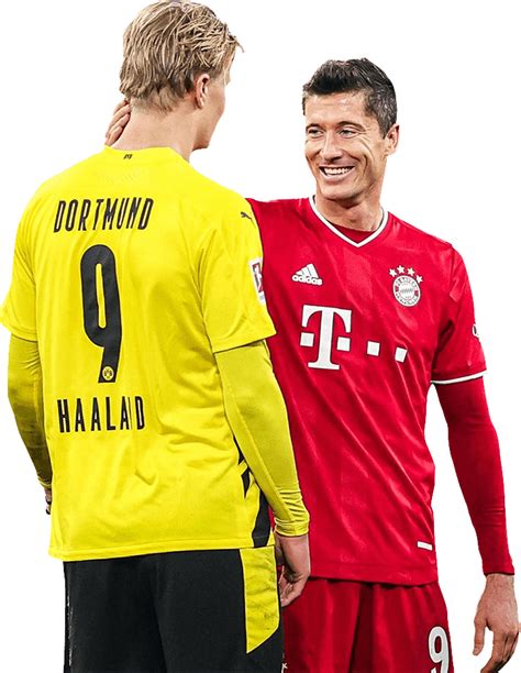 Erling Braut Håland And Robert Lewandowski Borussia Dortmund Football