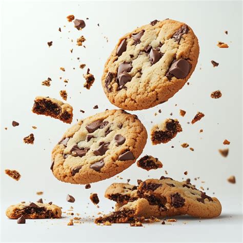 Falling Cookies With Chocolate And Small Pieces Stock Illustration