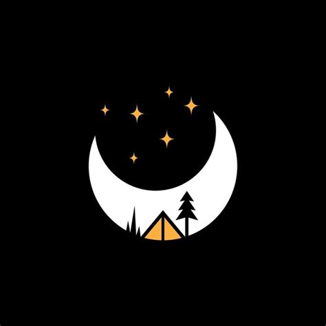 Premium Vector Camping Tent Logo Vector Illustration With Crescent