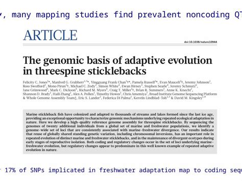Ppt Only 17 Of Snps Implicated In Freshwater Adaptation Map To