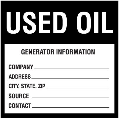 Waste Sort Labels Used Oil Seton