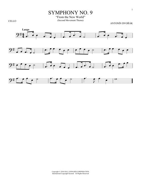 Largo From Symphony No 9 New World By Antonin Dvorak Cello Solo