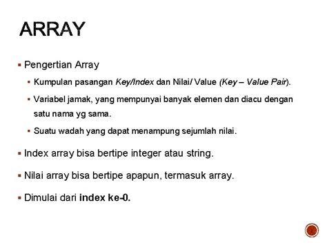 ALGORITMA PEMROGRAMAN 1 Array Achmad Fitro Pengertian Array