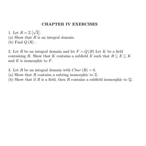 Solved CHAPTER IV EXERCISES Let R Z A Show That R Is An Chegg