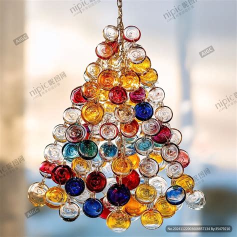 Ai创作图彩色琉璃吊灯 彩色水晶吊灯 施华洛世奇吊灯 玻璃串珠装饰品 水晶灯挂件 玻璃挂件 多彩水晶坠工艺品 蒂凡尼玻璃装饰 水晶吊饰 玻璃装饰品 圣诞树顶饰 琉璃装饰品 彩色水晶灯 艺术玻璃