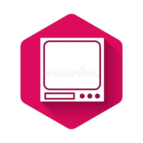 与长阴影隔离的白色电子刻度图标 重量测量设备 粉红色六边形按钮 矢量图 向量例证 插画 包括有 健康 楼层 185942185