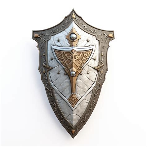 Premium Photo Silver Medieval Shield A Bold And Angular Design On A White Surface