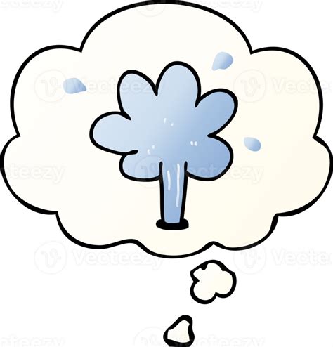 Cartoon Squirting Water With Thought Bubble In Smooth Gradient Style