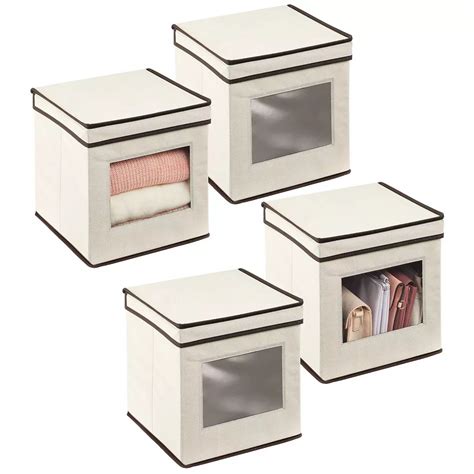 Mdesign Fabric Stackable Cube Storage Organizer Box 4 Pack Charcoal