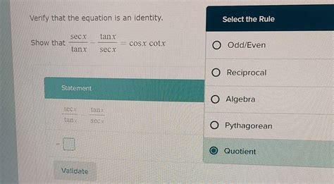 Solved Verify That The Equation Is An Identity Show That Chegg