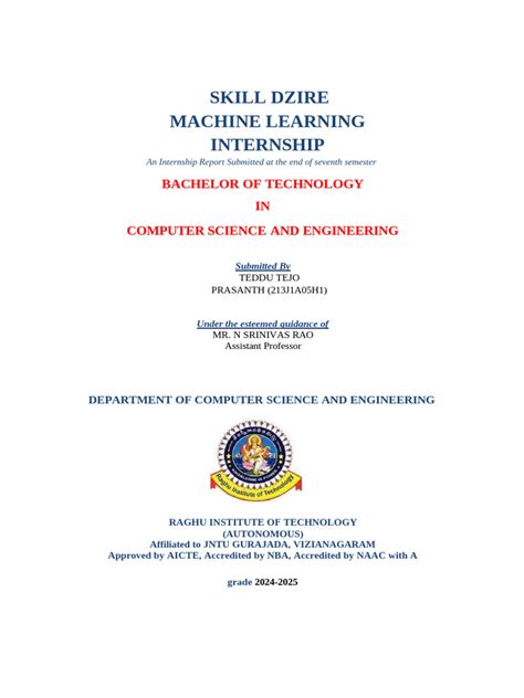 Machine Learning Internship Report Pdf Computer Vision Artificial