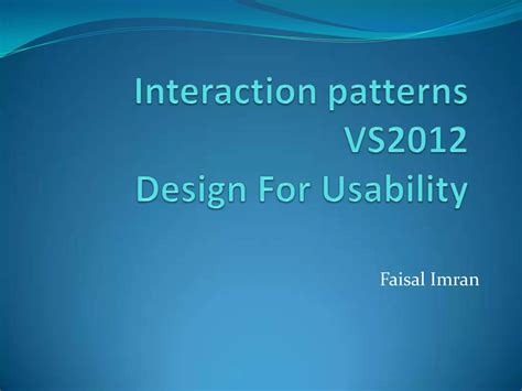 Interaction Patterns Ppt