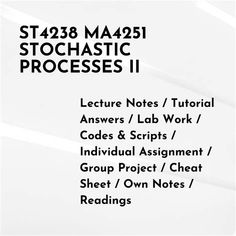 St4238 Ma4251 Stochastic Processes Ii Igotnoteslah
